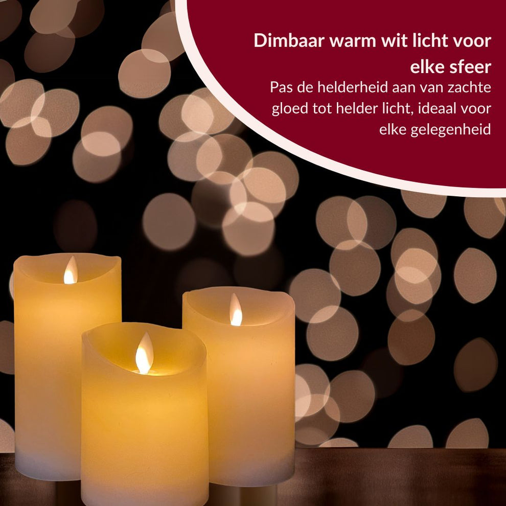 Oplaadbare LED kaarsen met bewegende vlam - 3 stuks – a sunny day