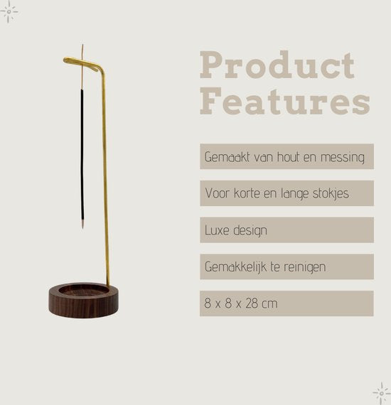 a sunny day hangende wierook houder goud - wierookhouder - hout - goud