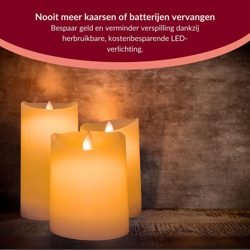Oplaadbare LED kaarsen met bewegende vlam - 3 stuks – a sunny day