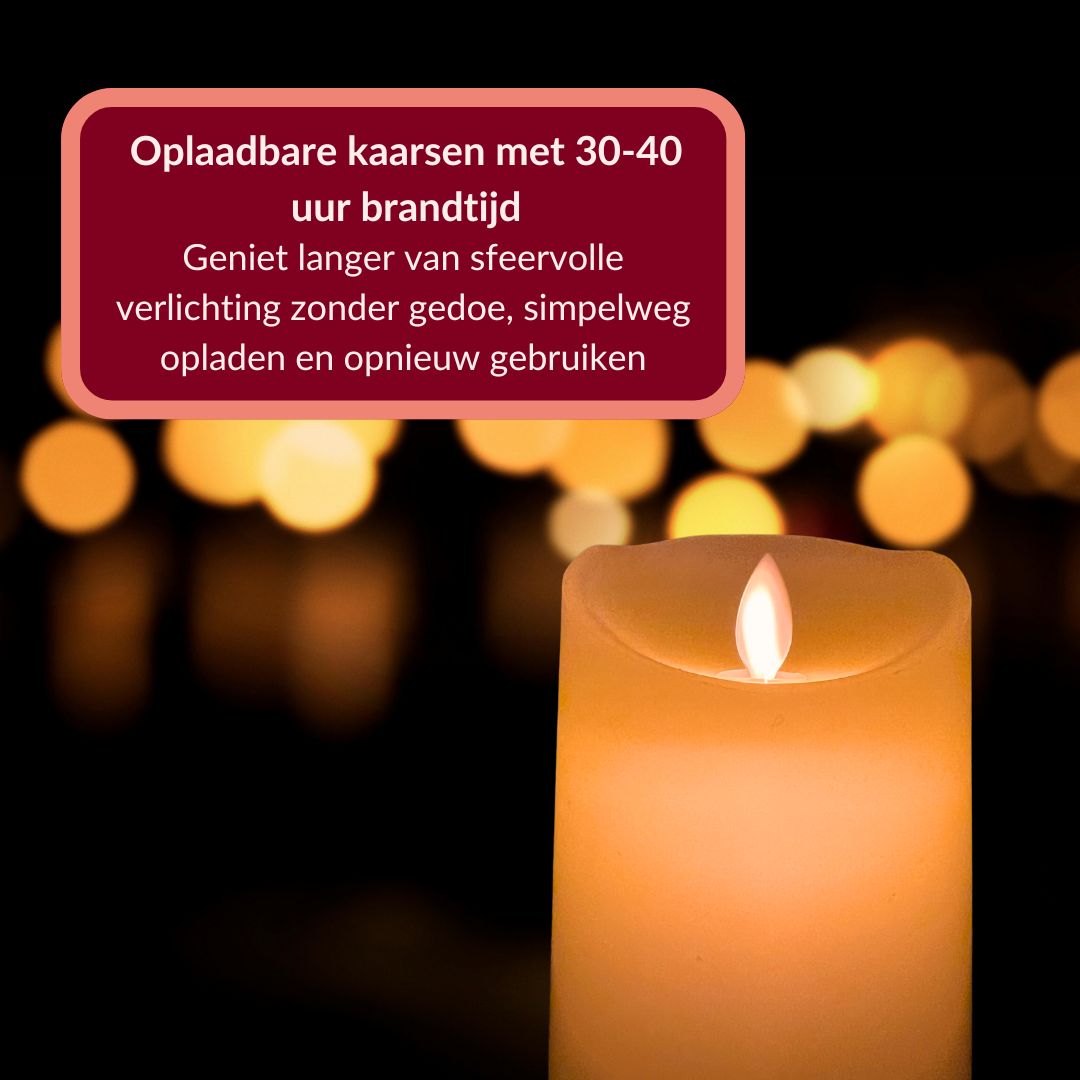 Oplaadbare LED kaarsen met bewegende vlam - 3 stuks – a sunny day